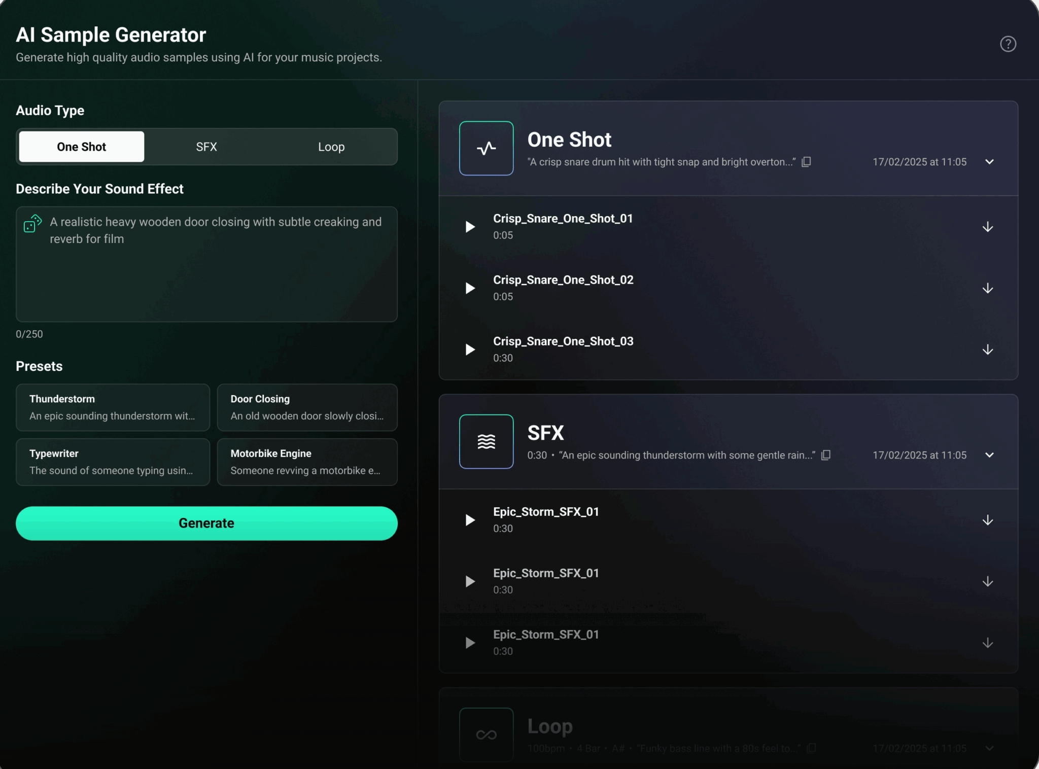 AI Sample Generator | Loudly